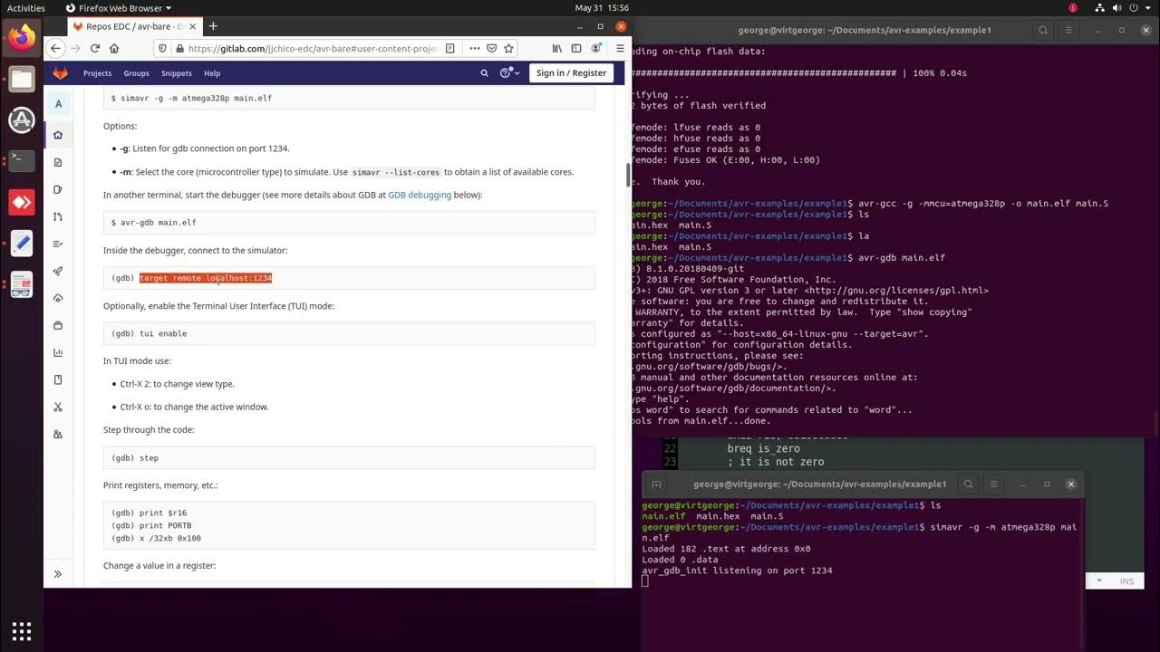 AVR assembly debugging using GDB - YouTube