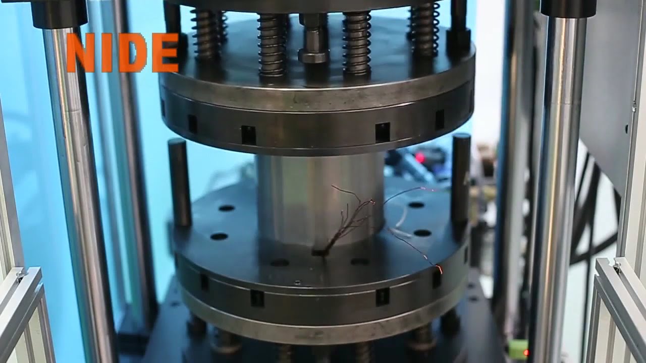 Stator coil shaping final forming machine - YouTube
