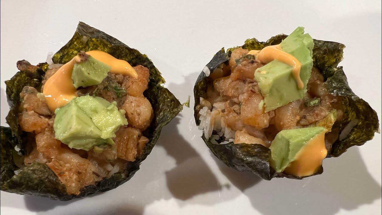 Shrimp muffin sushi bake - crispy shrimp rice muffins - YouTube