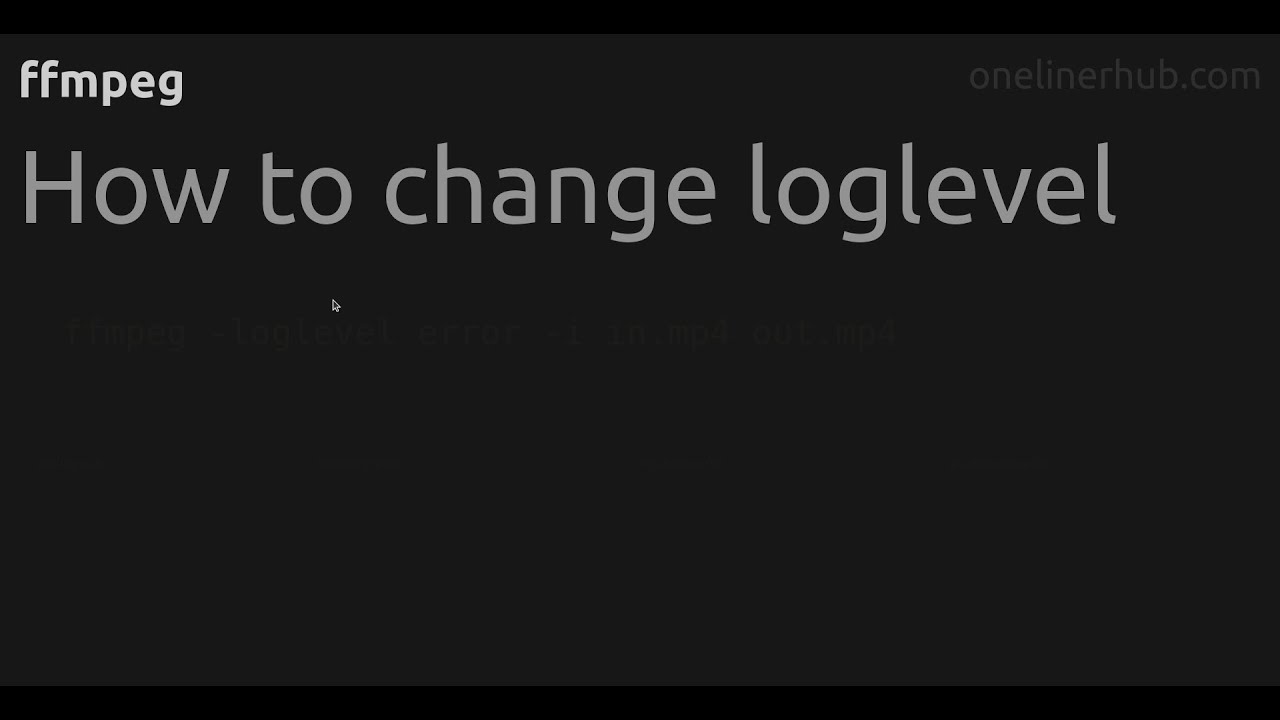 How to change loglevel #ffmpeg - YouTube