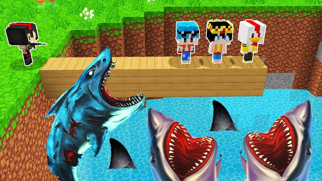 ¡NO CAIGAS EN LA PISCINA DE TIBURONES! 🦈😱 Minecraft: SI TE RIES PIERDES ...
