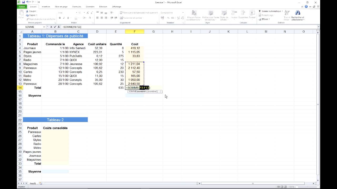 Excel 2010 : Calculs simples - YouTube