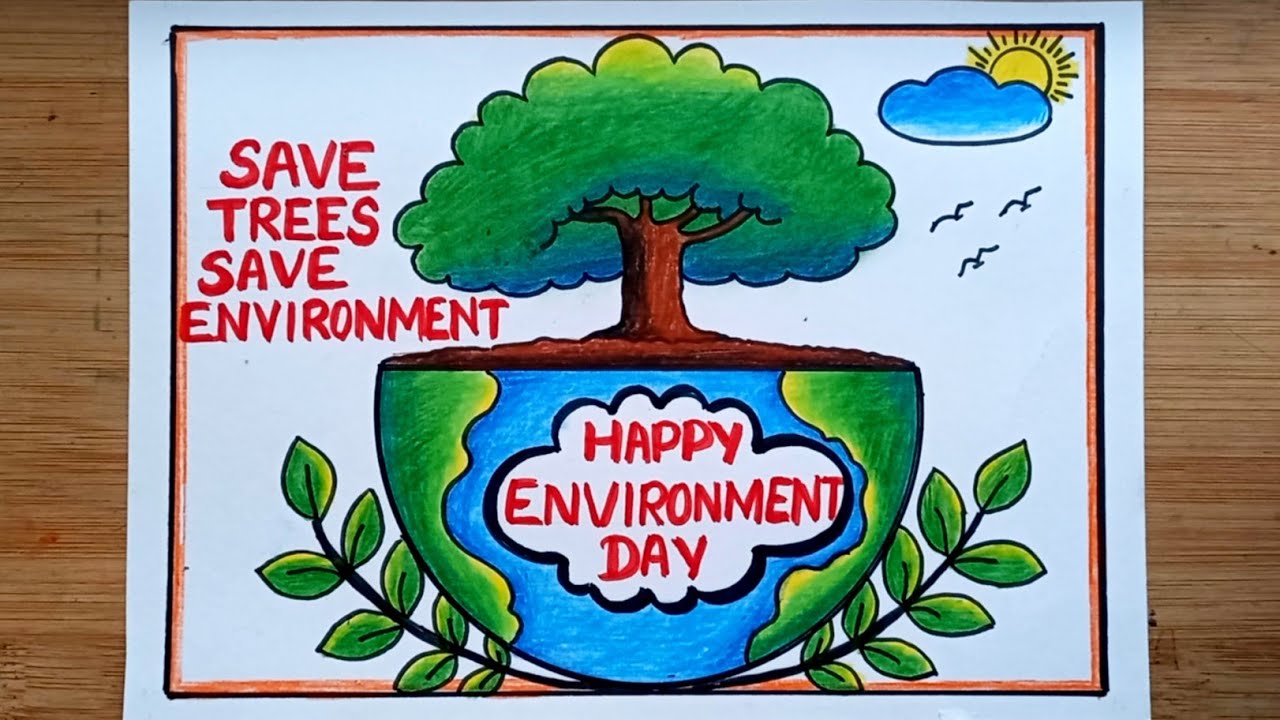 World Environment Day Drawing/ Happy Environment Day Drawing/Save Trees ...