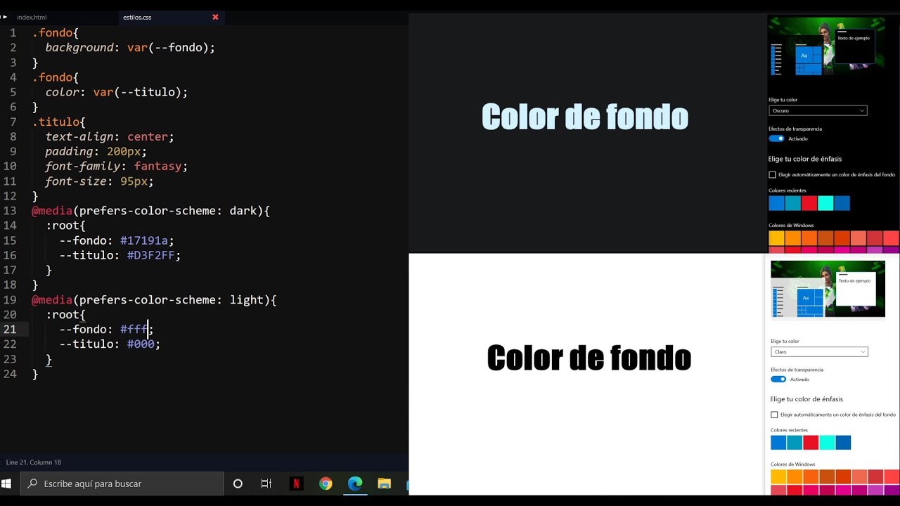 Fondo claro a oscuro con variables CSS - YouTube