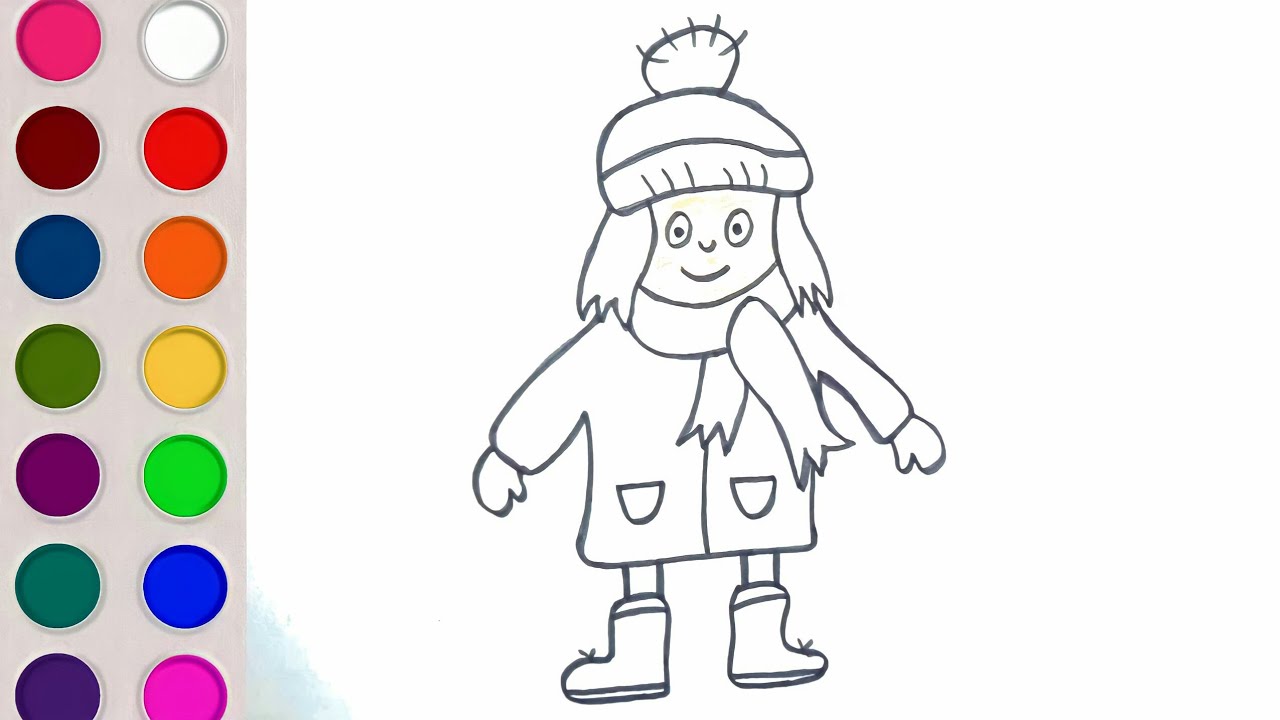 Winter Clothes Drawing, Painting and Coloring for kids & toddlers | How ...
