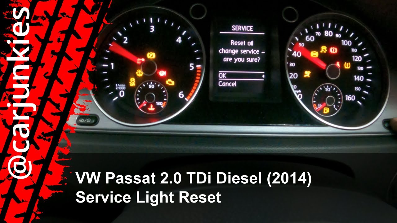 VW Passat 2.0 TDi Diesel (2014) - Service Light Reset - YouTube