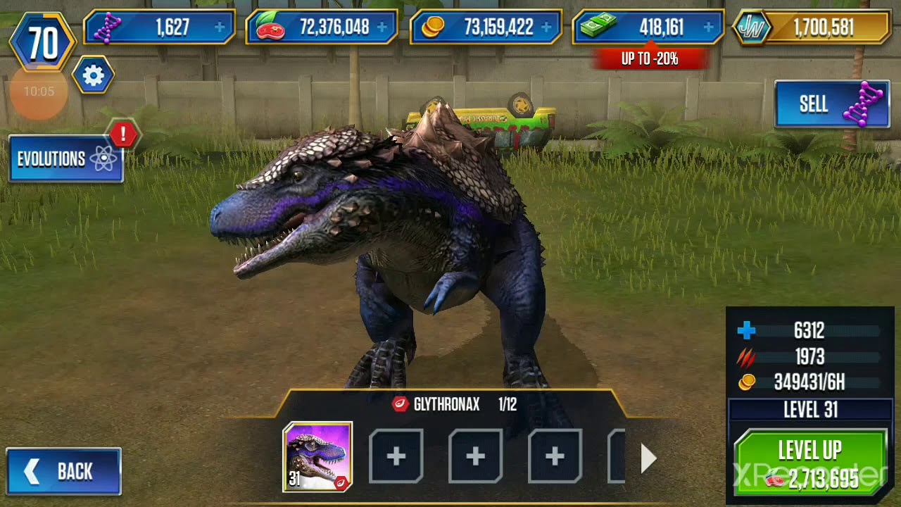 GLYTHRONAX MAX LEVEL 40 | Jurassic World The Game - YouTube