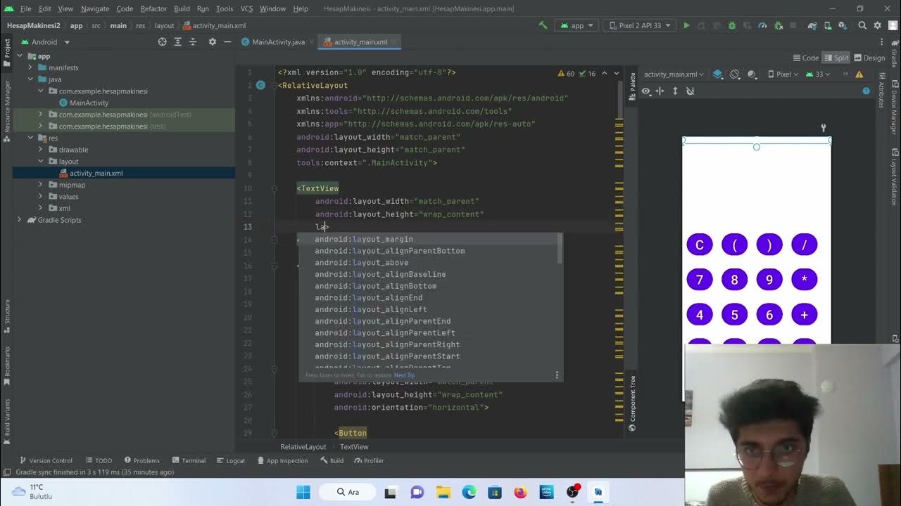 Java ile Basit Hesap Makinesi Mobil Uygulaması (Android Studio) - YouTube
