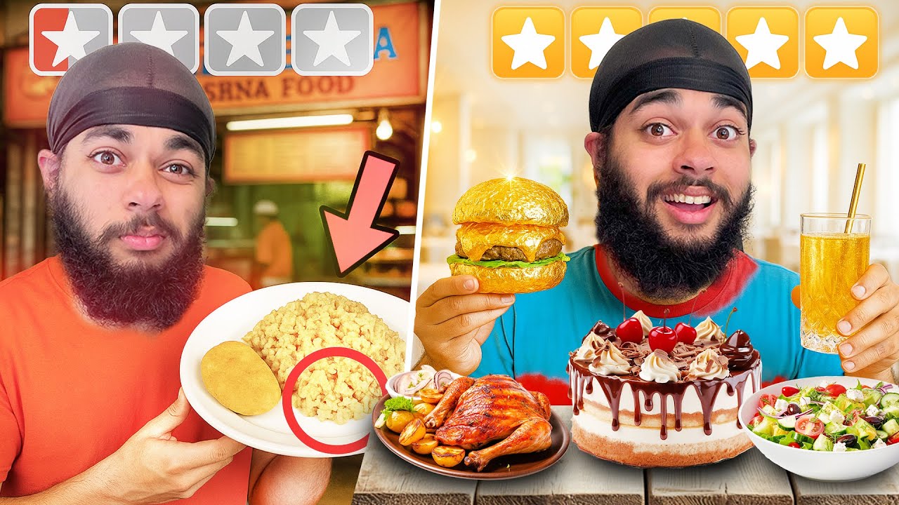 EATING ONLY 1 STAR VS 5 STAR FOOD CHALLENGE - YouTube
