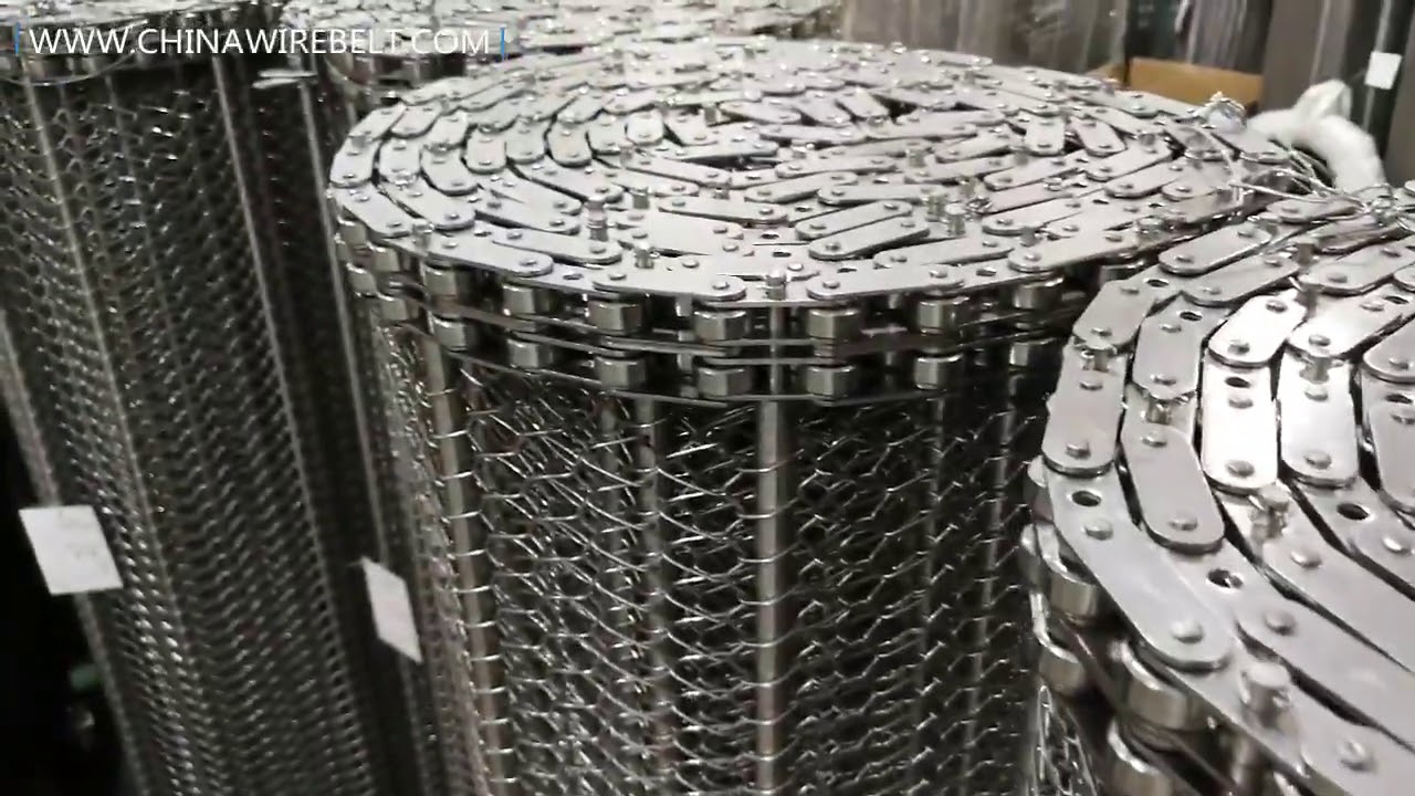 Furnace Wire Belt with Double pitch Roller Chain - YouTube
