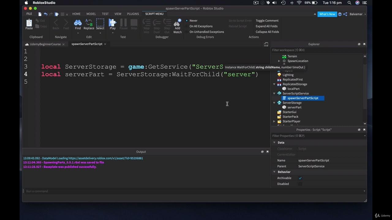 Code Games in Roblox Studio 0501 Spawning Parts - ServerStorage - YouTube