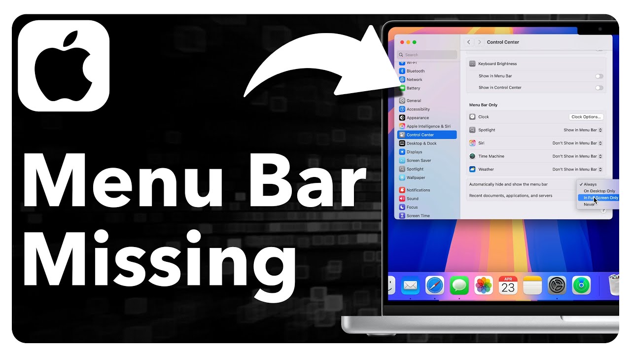 How To Fix Menu Bar Missing On Mac - YouTube