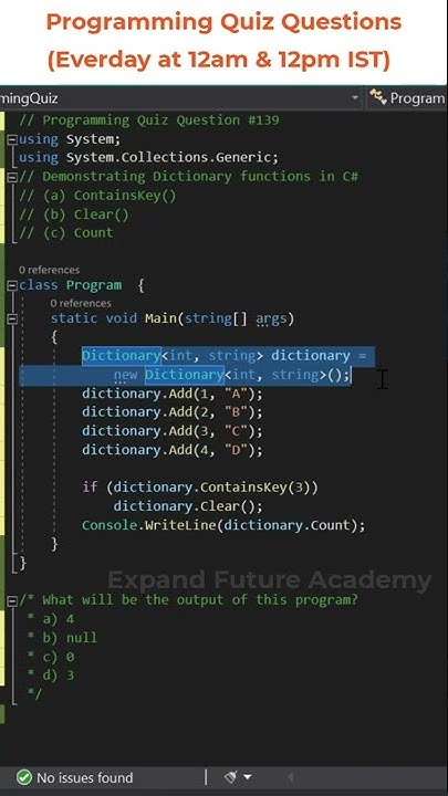 Programming Quiz Questions - Q139 - Expand Future Academy #Shorts #CSharp #Dotnet - YouTube