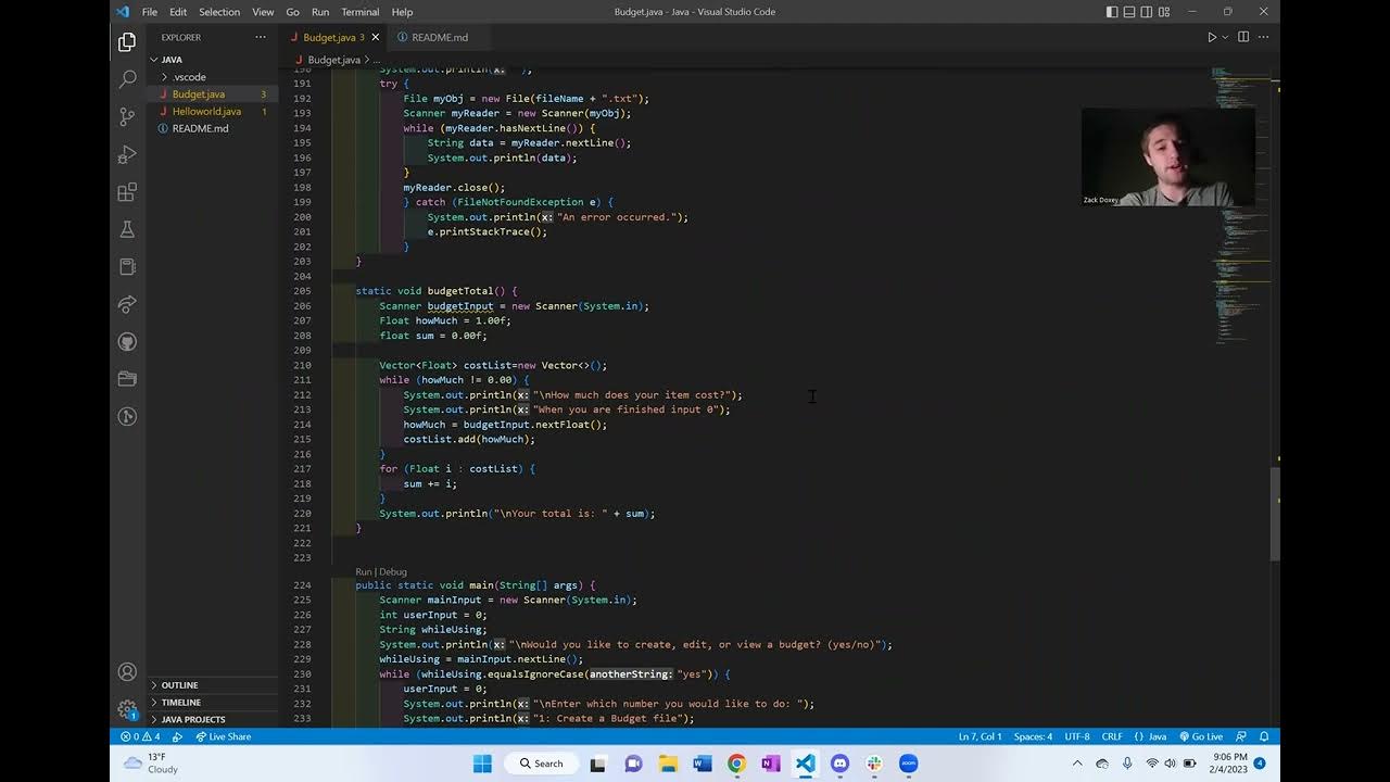 Java Basic Budget Program - YouTube