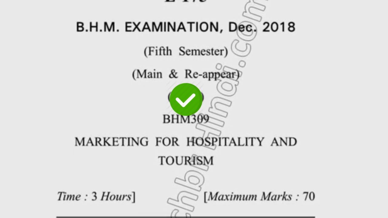 Dec 2018 Dcrust BHM 5th Sem Reappear Marketing For Hospitality ...