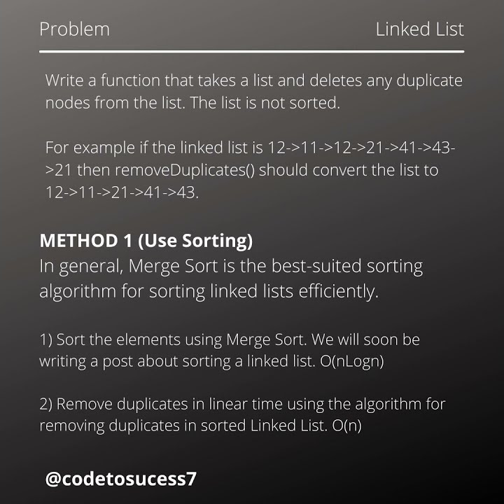 Shorts Remove Duplicates From An Unsorted Linked List Learning Youtube Youtube