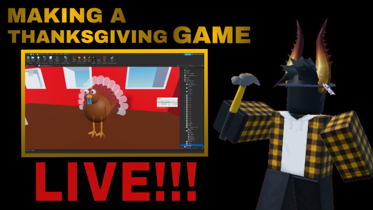 MAKING A TURKEY GAME IN 2 DAYS (ROBLOX) LIVE!!! - YouTube