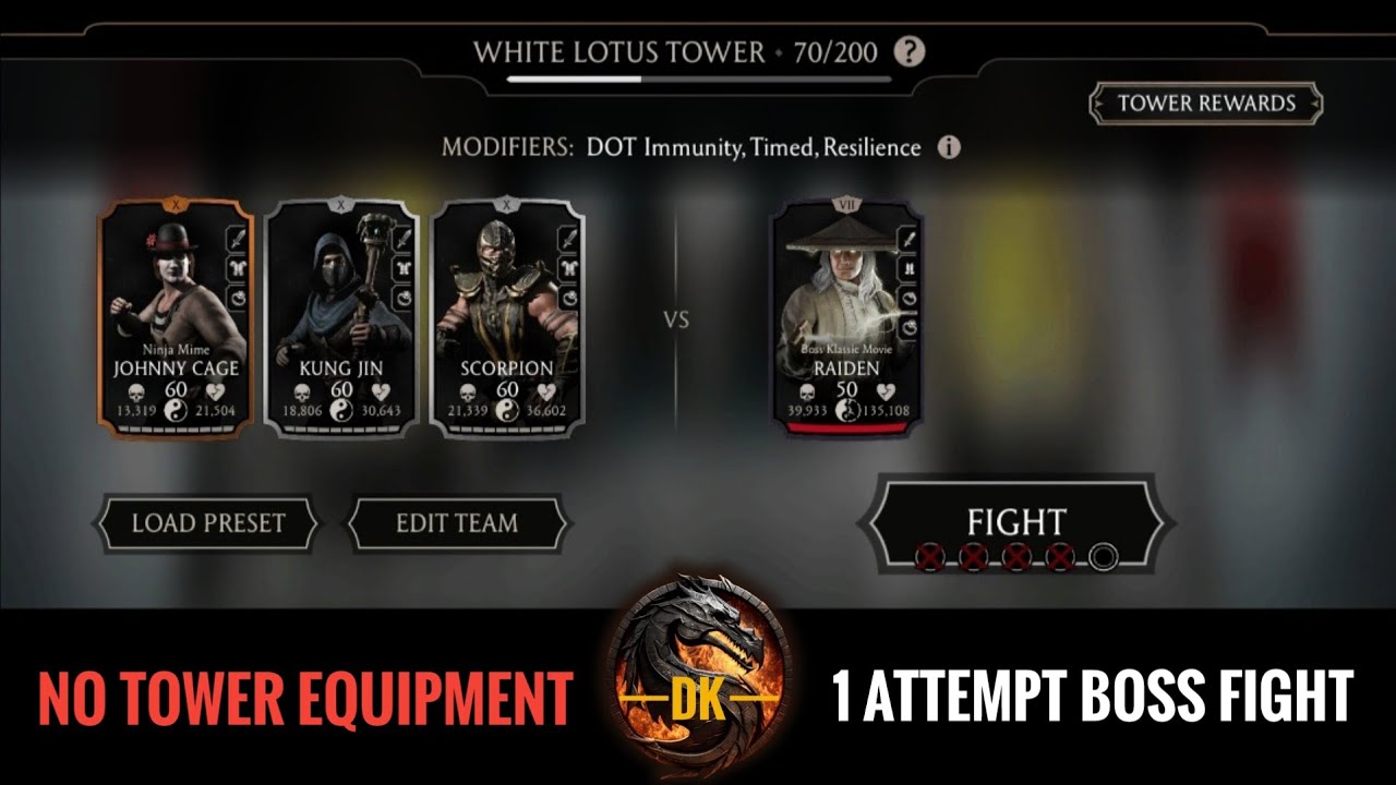 White Lotus Tower 1 Attempt Battle 70 Boss Fight & Reward 🎮 Mortal Kombat Mobile | MK Mobile ...