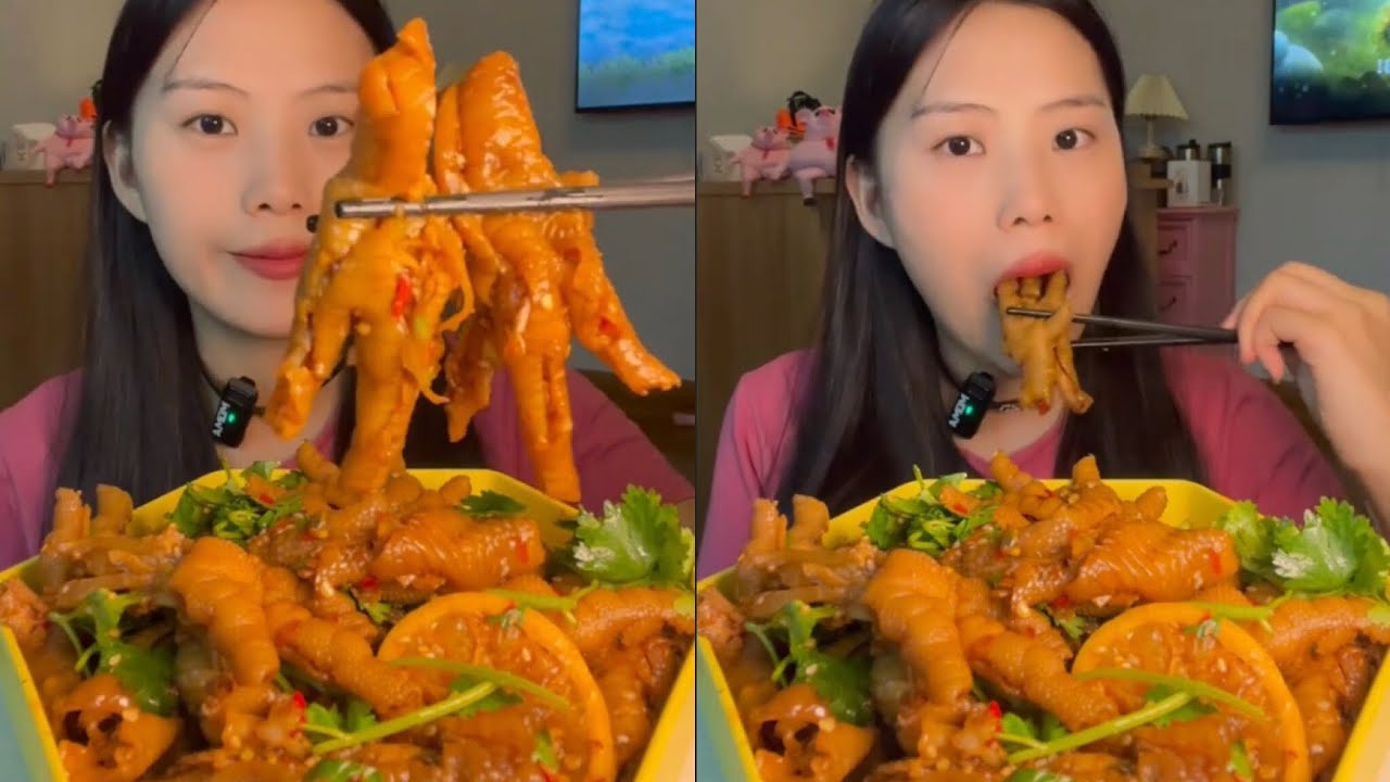 Spicy and Crispy Boneless chicken feet eating is delicious | Food ASMR ...