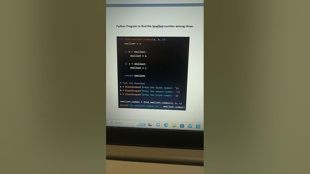 Python Program To Find The Smallest Number Among Three YouTube python-program-to-find-the-smallest-number-among-three-youtube