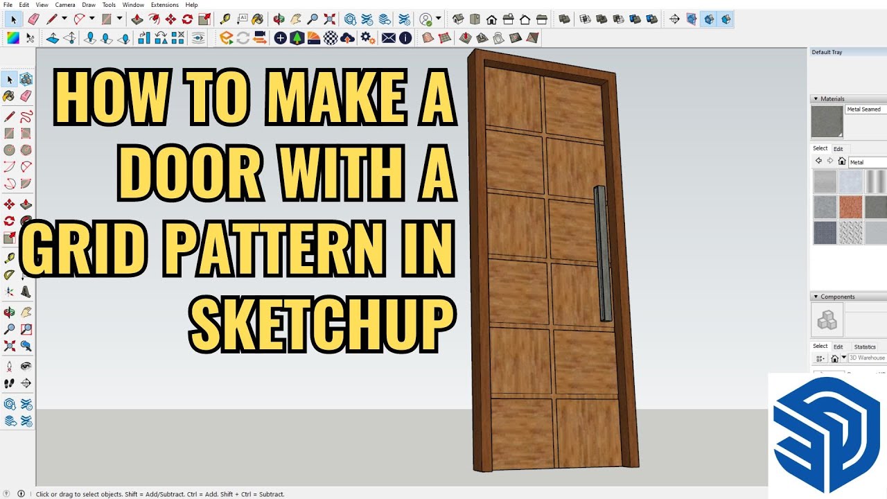 HOW TO MAKE A DOOR WITH A GRID PATTERN IN SKETCHUP - YouTube