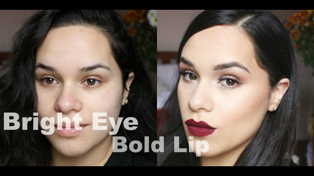 Bright Natural eye and Bold lip Makeup Tutorial - YouTube
