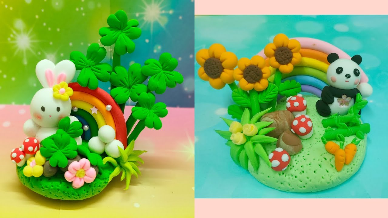 Ideas for making desk decorations from modeling clay - YouTube