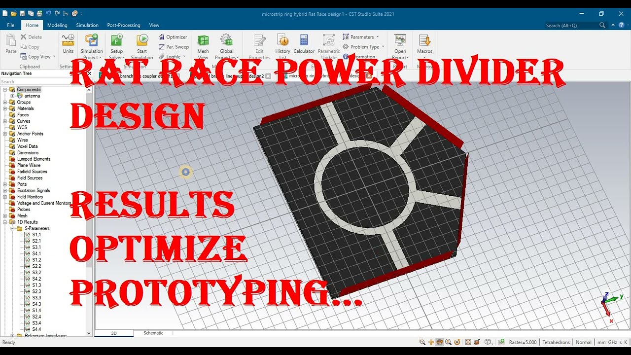 microstrip ring hybrid RAT race power divider or combiner design in cst ...