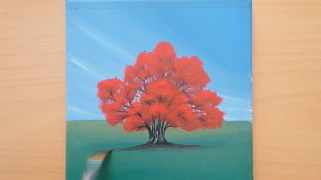 Easy Painting Tutorial For Beginners / Red Oak Tree / Step by Step ...