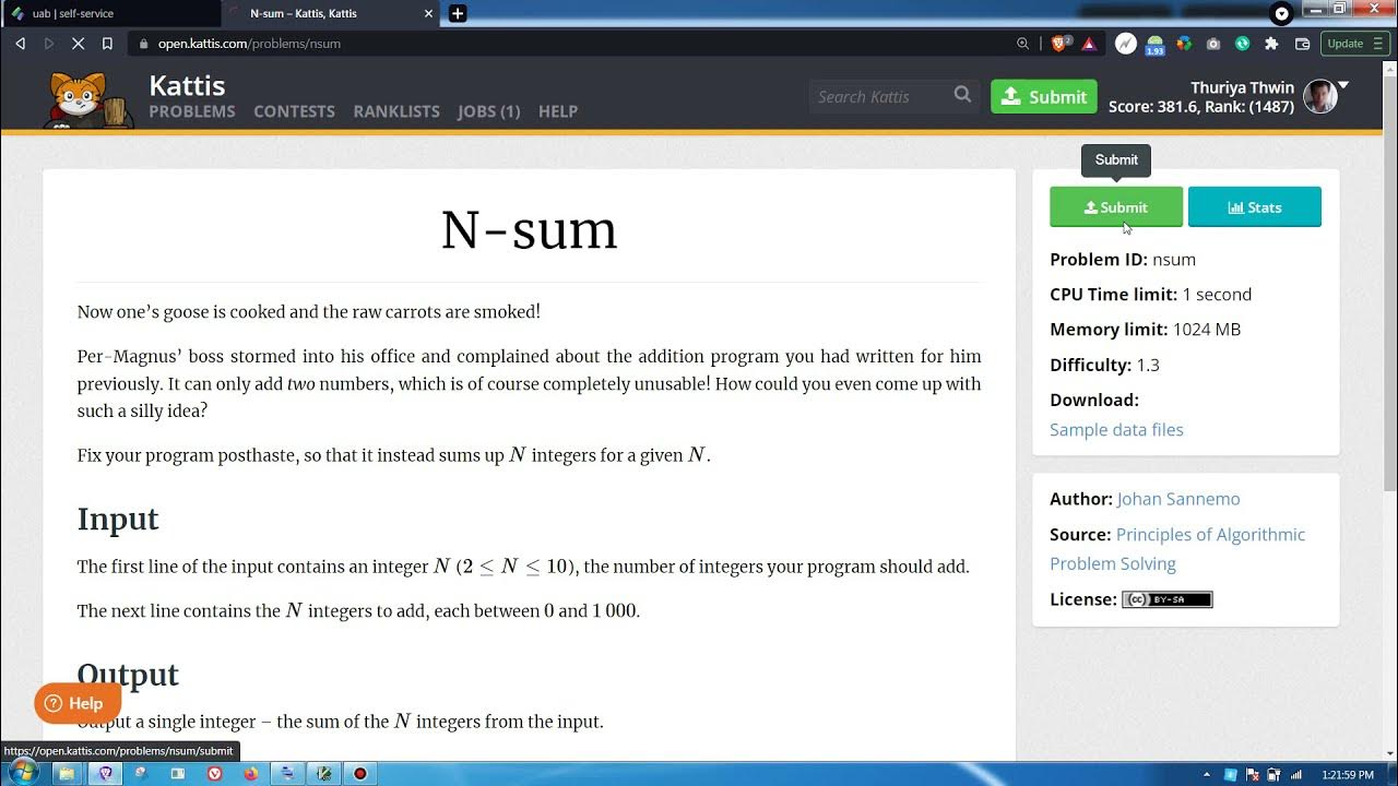 Kattis Problem N-Sum - YouTube