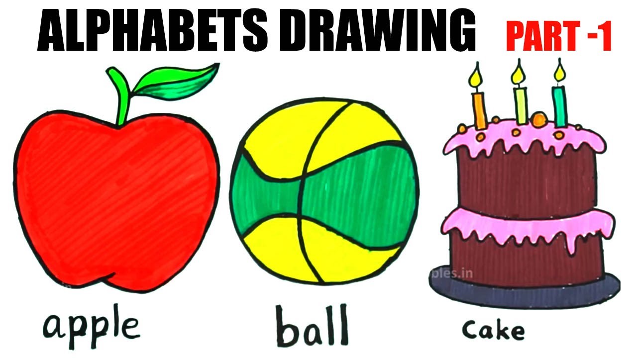 How to Draw with Alphabets Drawing Part -1 | ABCD Drawing | Learn to ...