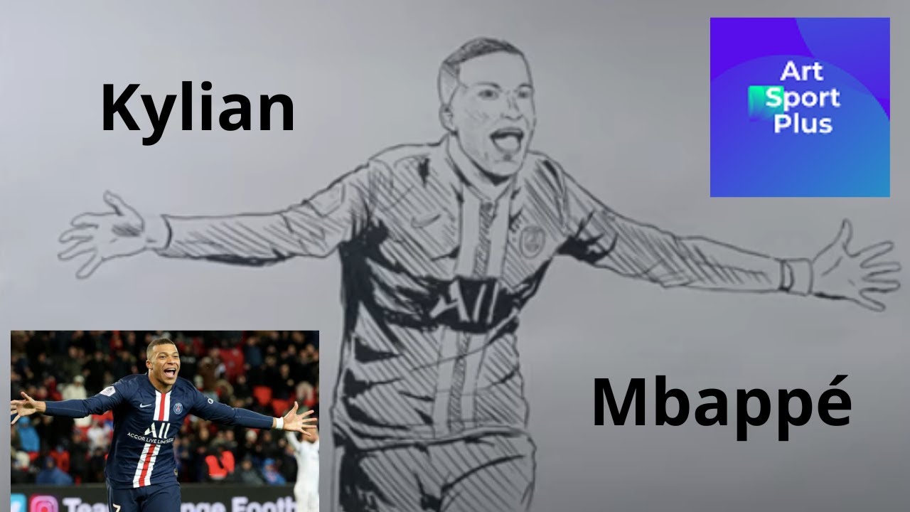 How to draw a football player Kylian Mbappe / Simply / Step by Step ...