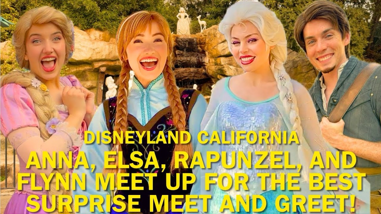 Anna, Elsa, Rapunzel, and Flynn Meet Up for the Best SURPRISE Meet and ...