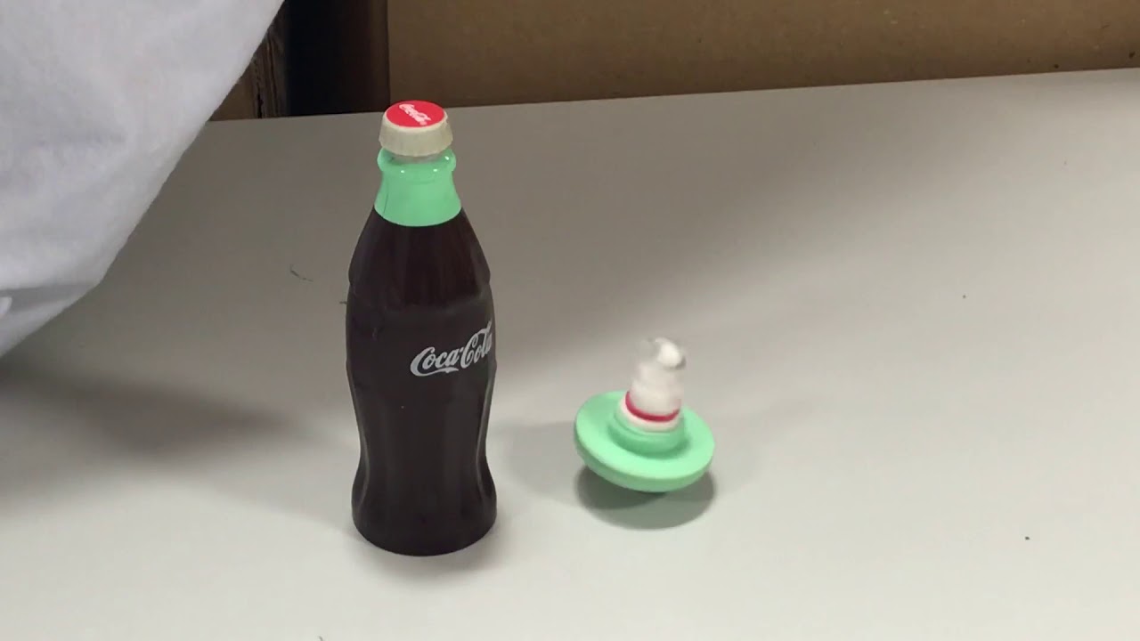 Coca-Cola Bottle Spinning Top Toy w/ Polar Bear Spinner - WORKS - YouTube