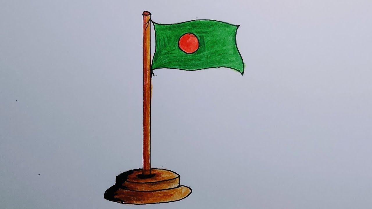 How to draw Bangladesh flag drawing | বাংলাদেশের পতাকা আঁকা | Easy flag ...
