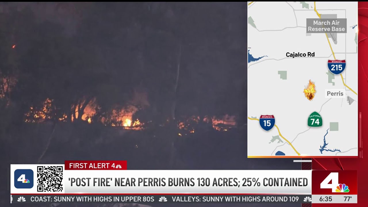 'Post Fire' near Perris burns 130 acres, 25% contained - YouTube