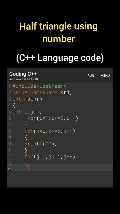 half triangle using star in c plus plus,half pyramid c++,#coding #news ...
