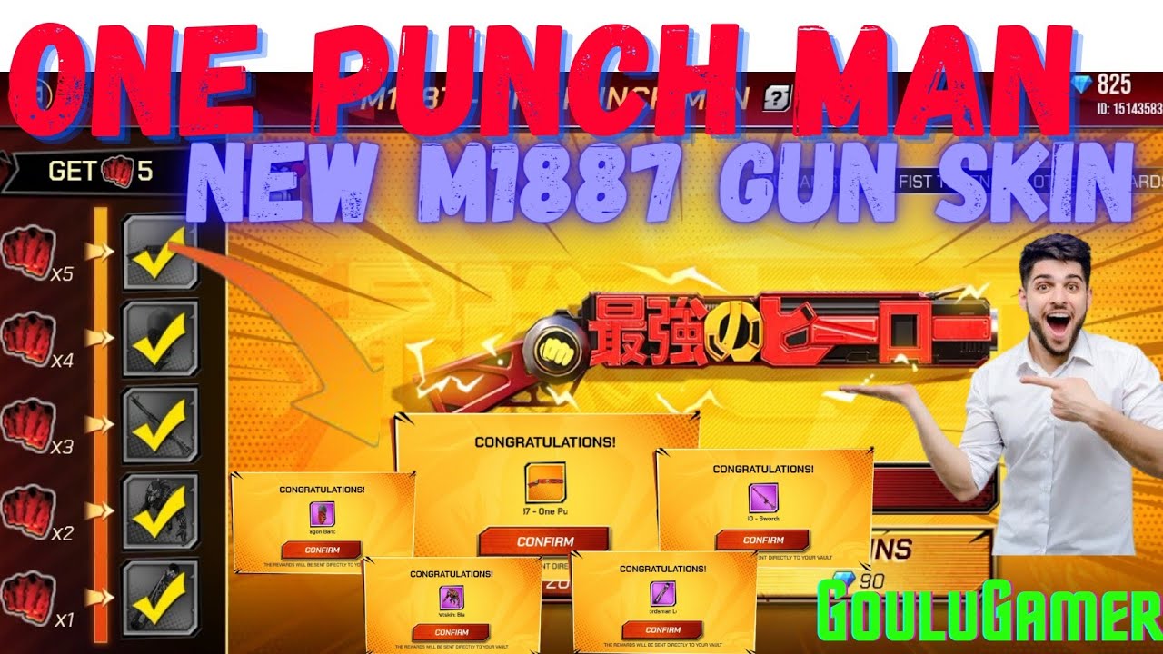 New M1887 Shotgun Skin 😱 One Punch Man 👊👊 Garena Free Fire 🔥🔥 New Event ...