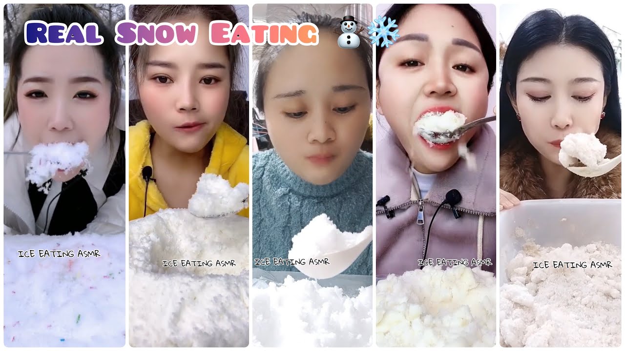 [ASMR] REAL SNOW EATING ️🥶☃️ & FREEZER FROST EATING & POWDERY ICE ...