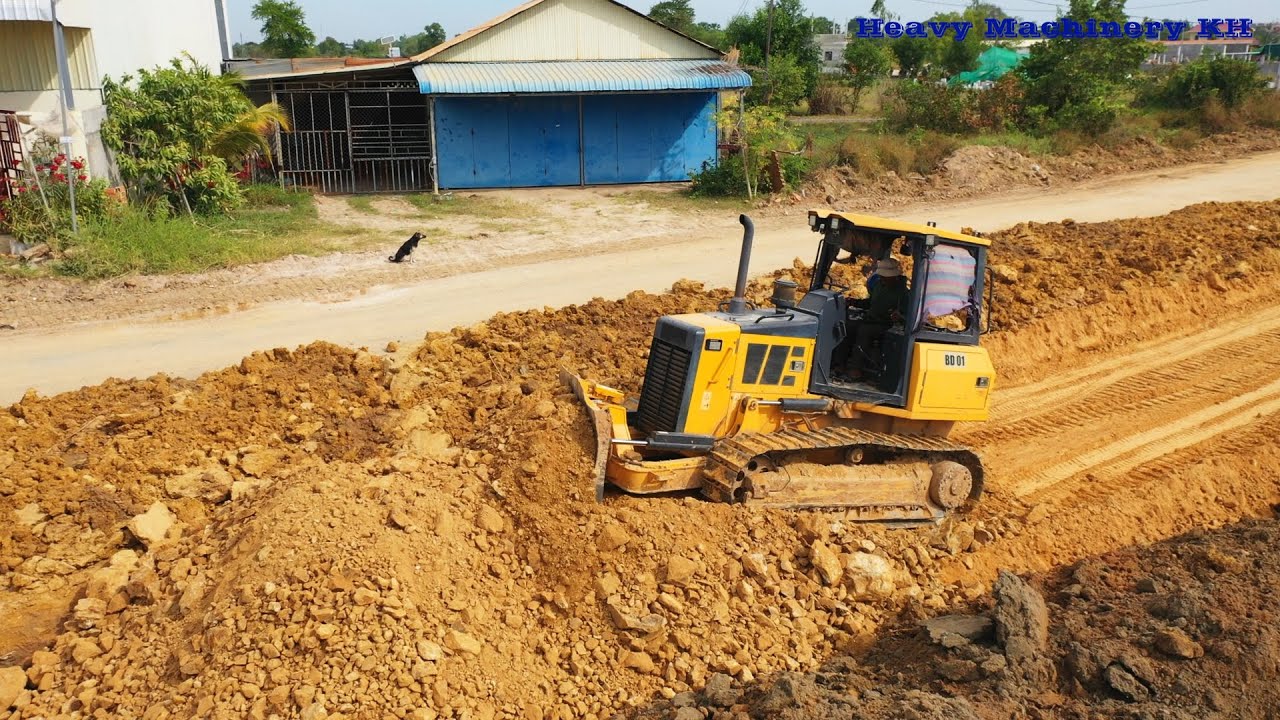 Full Processing Work Remove And Replace Soil Bulldozer Pushing Soil ...