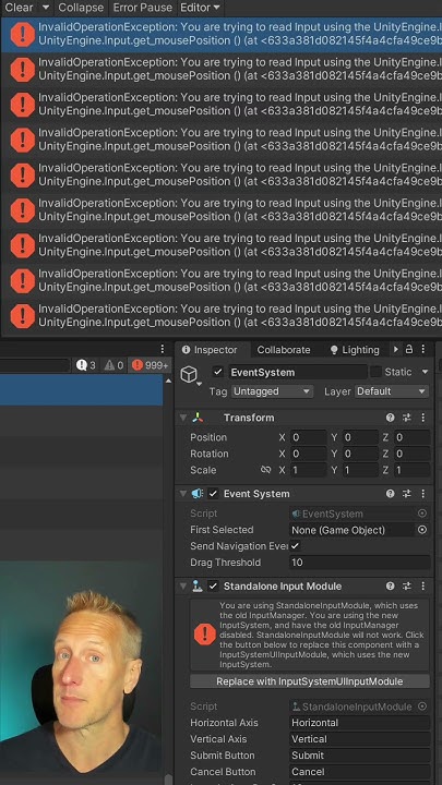 Unity Errors - adding FP Asset - Fix Old vs New Input Errors - YouTube
