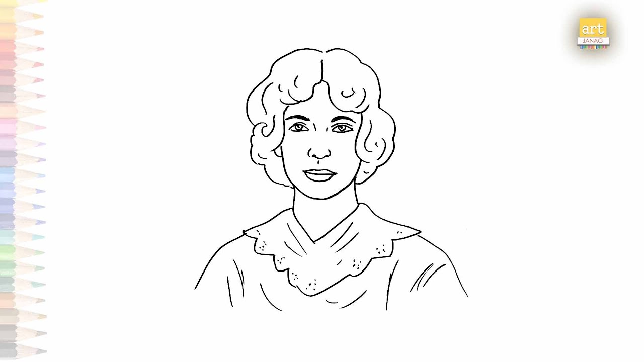 Emily Dickinson drawing | Easy face drawings | How to draw Emily ...