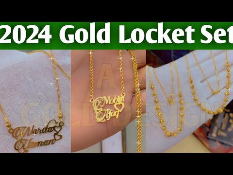 2024 Latest Gold Locket Set Design ll New Gold Mala Set ll Name Locket ...