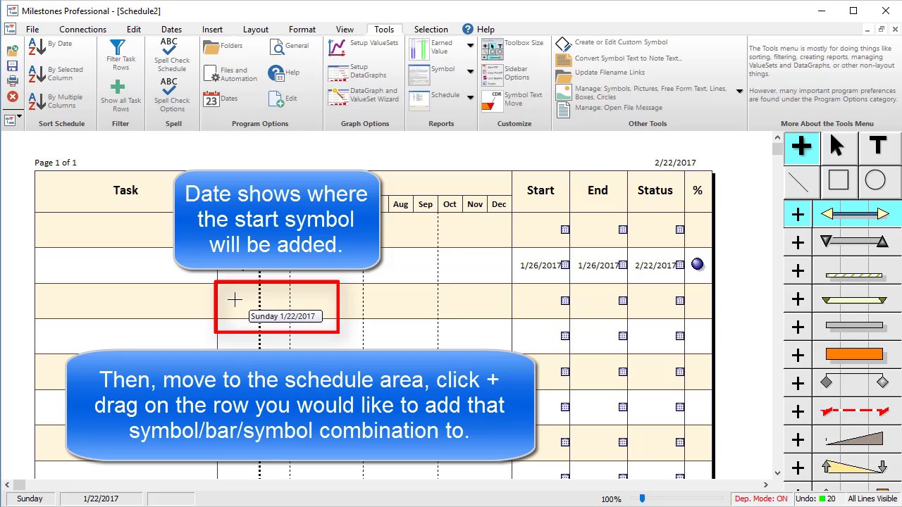 Milestones Professional Tutorial: Adding Symbols - YouTube