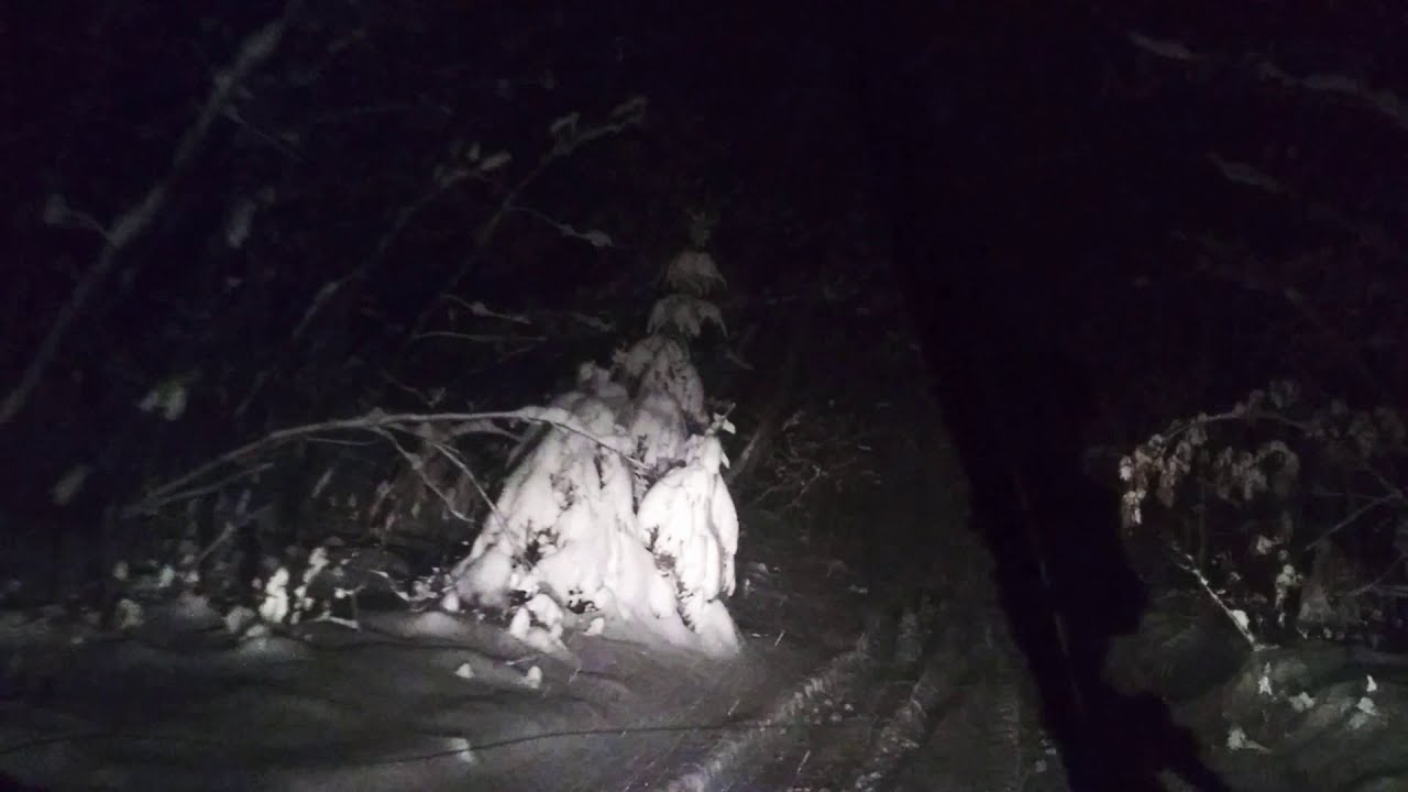 Blazing a Trail Through Woods in Deep Snow at Night Up Hill!! 4X4 ...