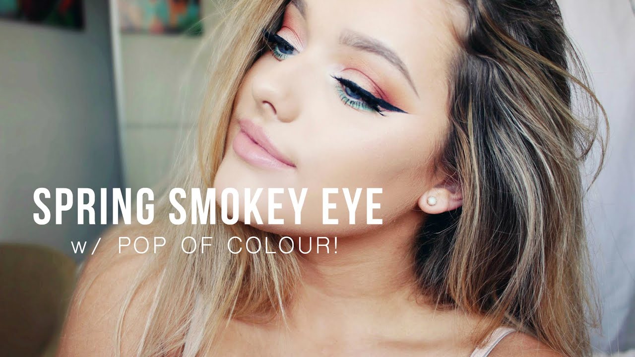 Spring Smokey eye with a pop of colour! | Rachel Leary - YouTube