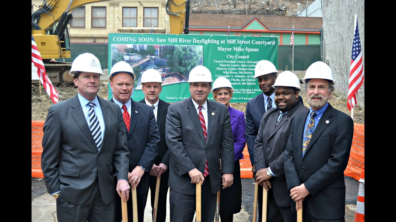 Yonkers Mayor Mike Spano Breaks Ground on Mill Street Courtyard - YouTube