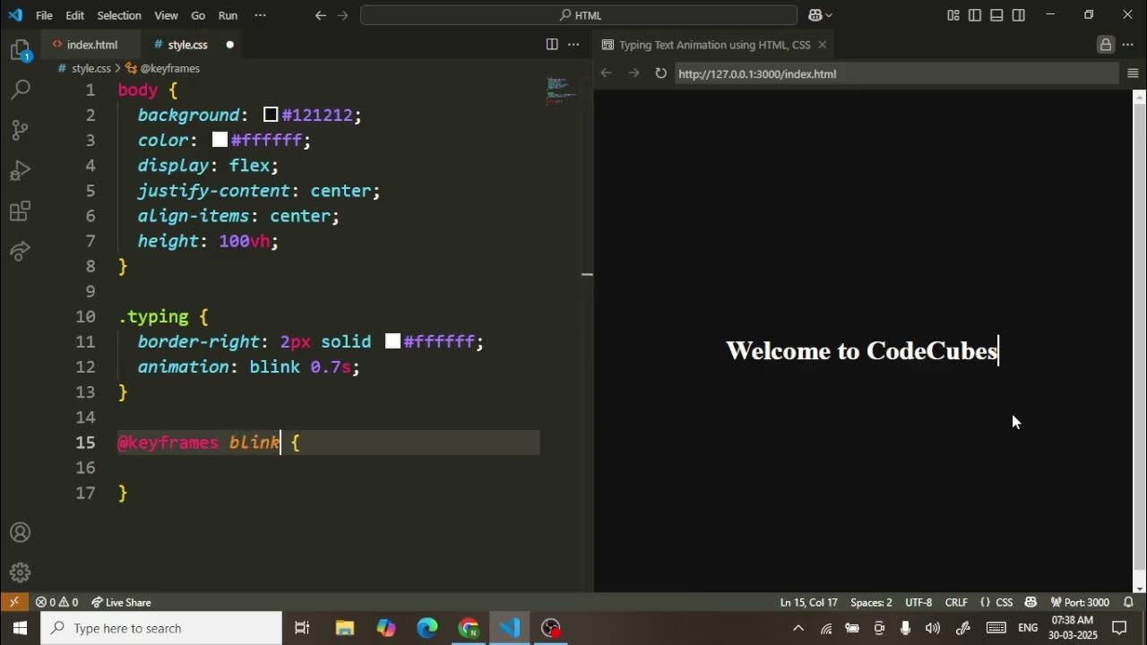 Perfect Typing Text Animation | HTML & CSS | No JavaScript - YouTube