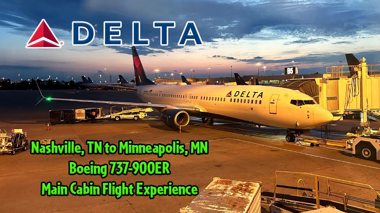 Delta Airlines Boeing 737-900ER Nashville to Minneapolis Main Cabin ...
