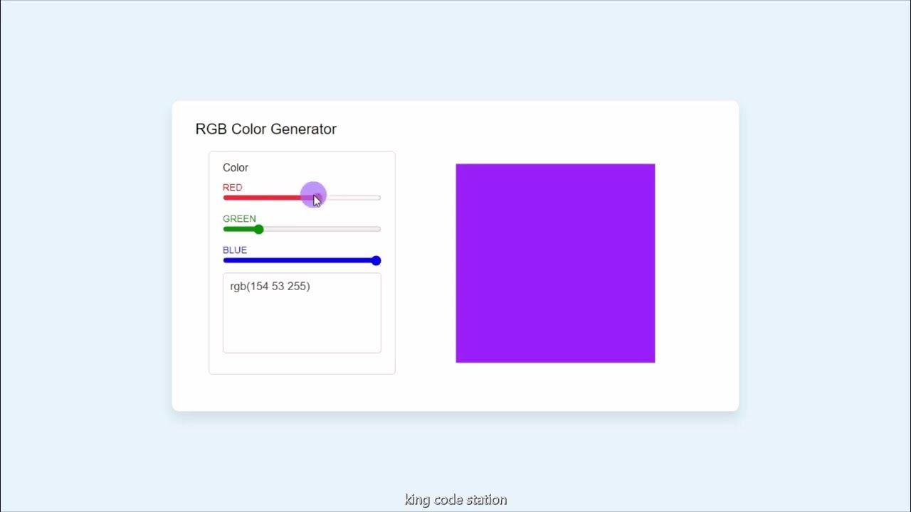 how to create a RGB Color generator using html css and js - YouTube
